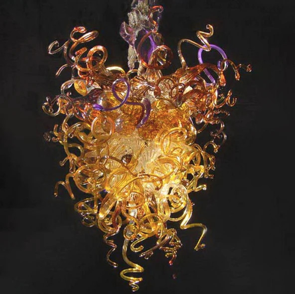 Large Blown Glass Plate Chandelier Lighting Fixture