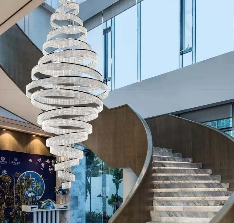 Akari Staircase Crystal Ring LED Chandelier Lighting