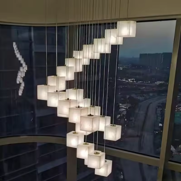 Alabaster Square Pendant Light