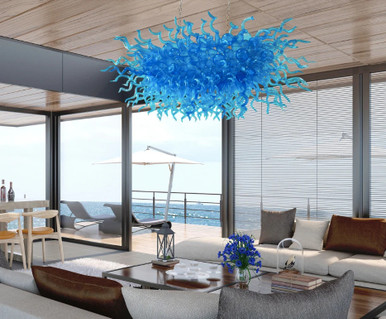 Artemis Blue Color Blown Glass Chandelier Lighting
