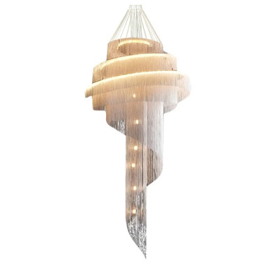Luxury Silver/Gold Long Chain Chandelier For Staircase, Lobby, Hallway