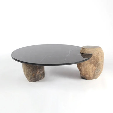 Marble Coffee Table, Cobble Legs