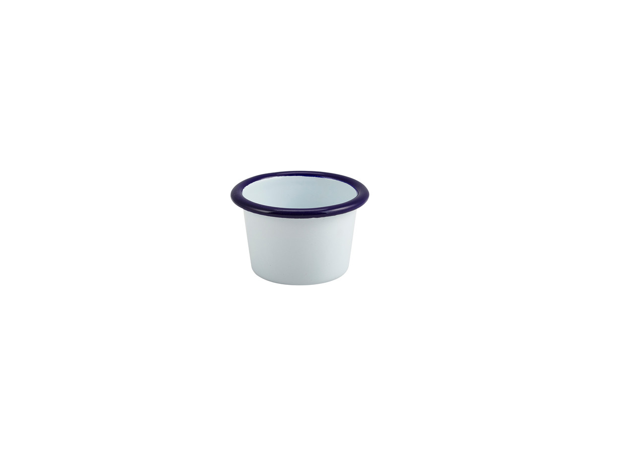 Enamel Ramekin White with Blue Rim 7cm Dia 90ml/3.2oz 12 Pack - IPA ...