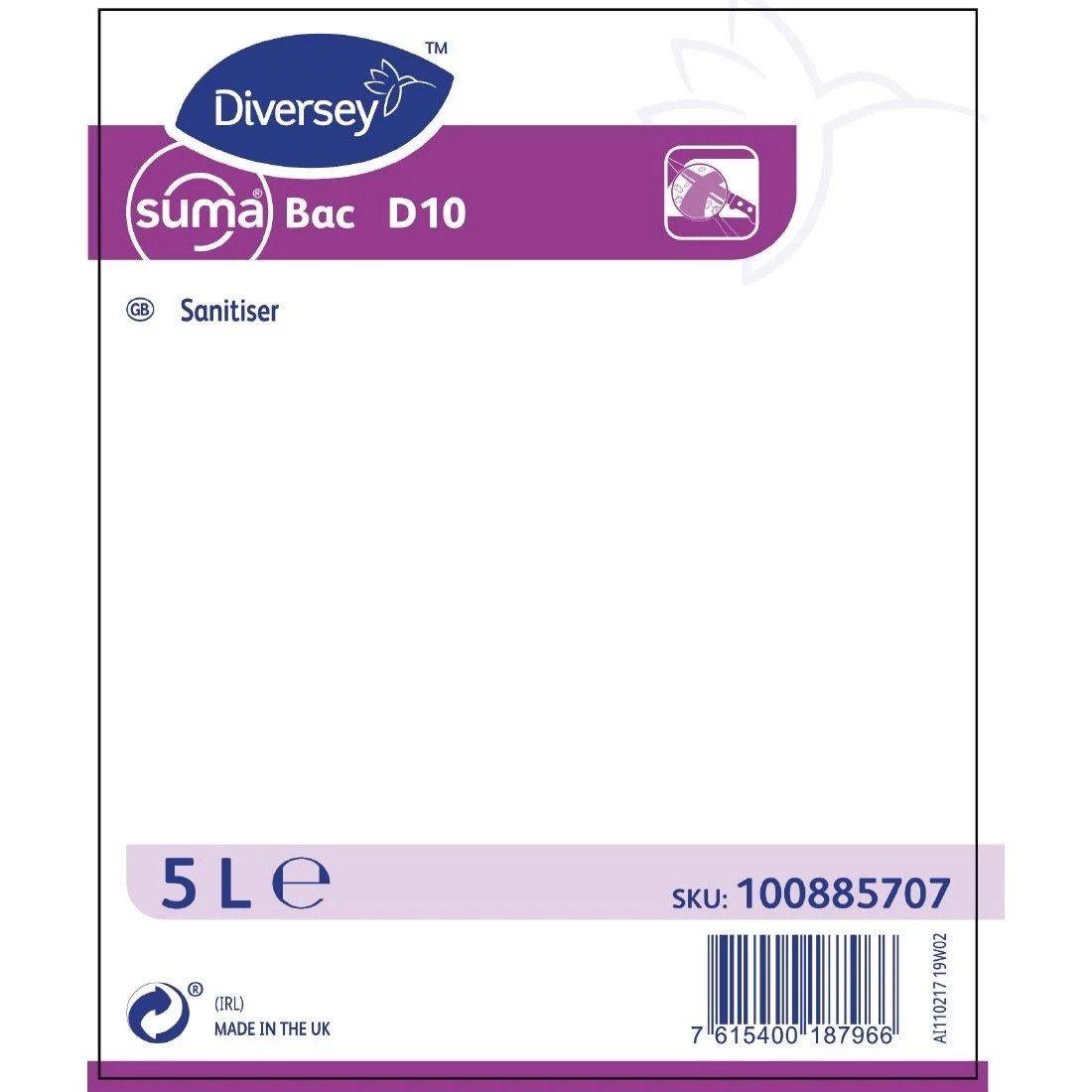 Suma Bac D10 All Purpose Cleaner Sanitiser 5Ltr Concentrate - IPA Supplies