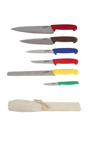 6 Piece Colour Coded Knife Set + Knife Wallet - IPA Supplies
