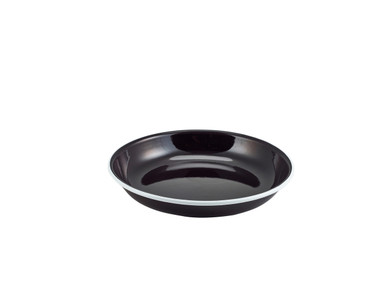 Enamel Rice/Pasta Plate Black with White Rim 20cm - IPA Supplies