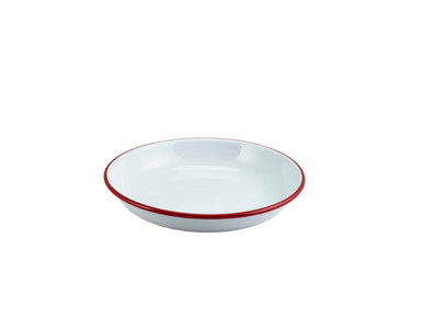 Enamel Rice/Pasta Plate White with Red Rim 20cm - IPA Supplies