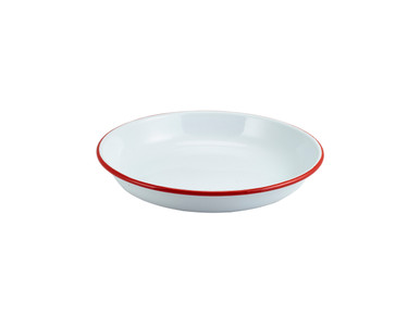 Enamel Rice/Pasta Plate White with Red Rim 24cm - IPA Supplies