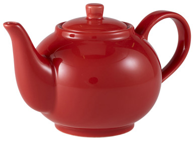 Genware Porcelain Red Teapot 45cl/15.75oz 6 Pack - IPA Supplies