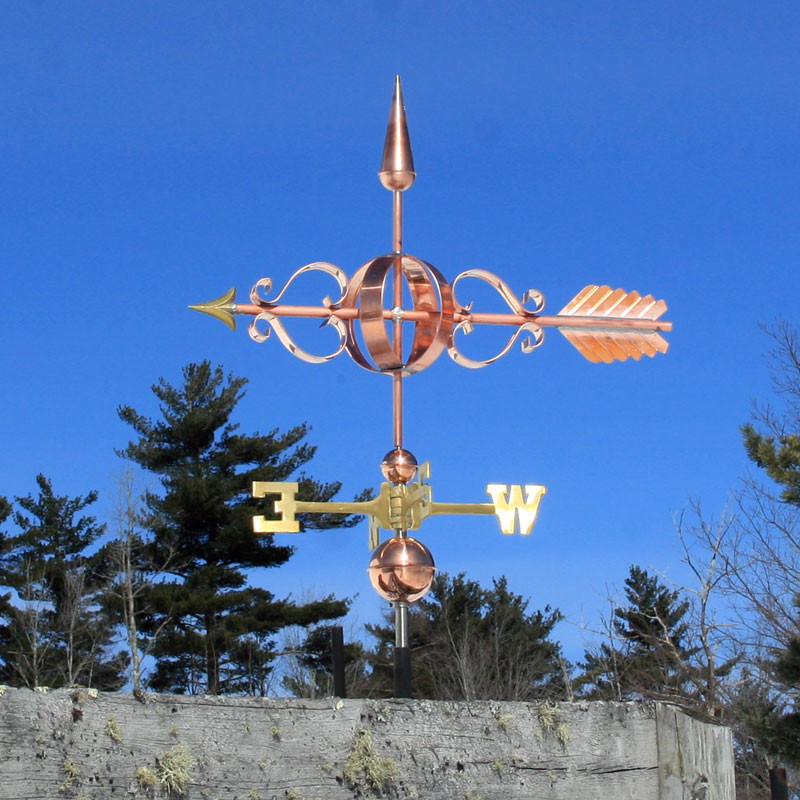 Copper Colonial Arrow weathervane - Handmade in USA