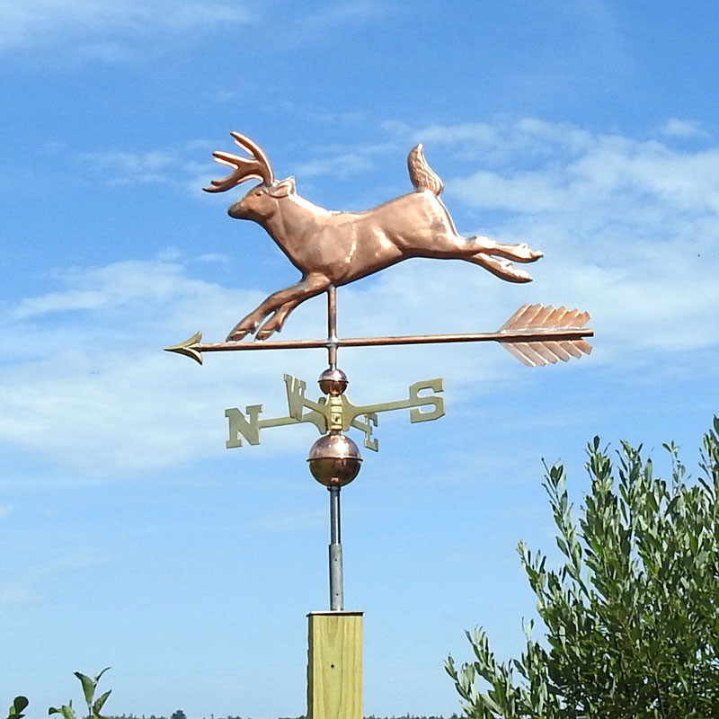 Copper Running Whitetail Deer Weathervane - Made in USA