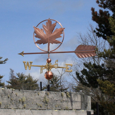 Copper Large Maple Leaf Weathervane - Handmade in USA