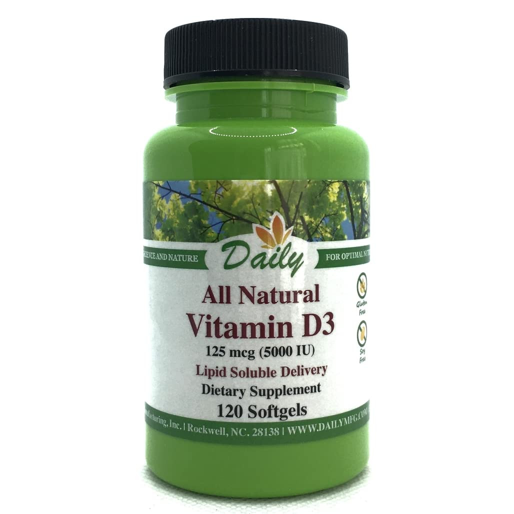 Daily Manufacturing Vitamin D3 5000 IU (125 mcg) Softgels
