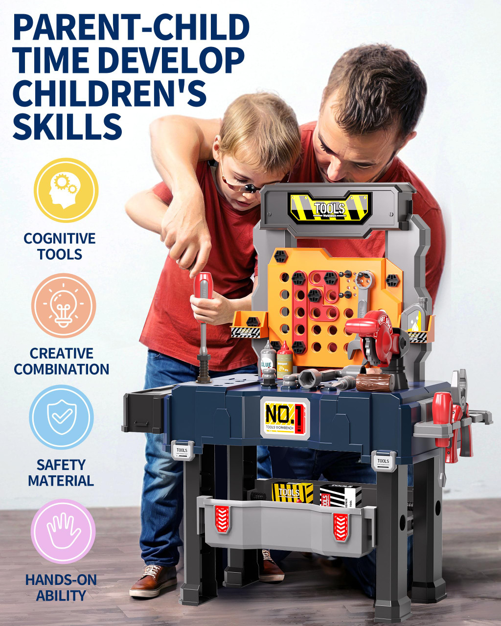 Deejoy Kids Tool Bench with Realistic and Electric Drill, Construction ...