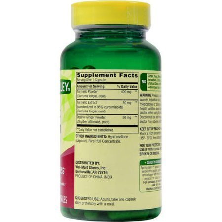 Spring Valley Turmeric Curcumin 500mg with 50mg Ginger Powder Twin Pack ...