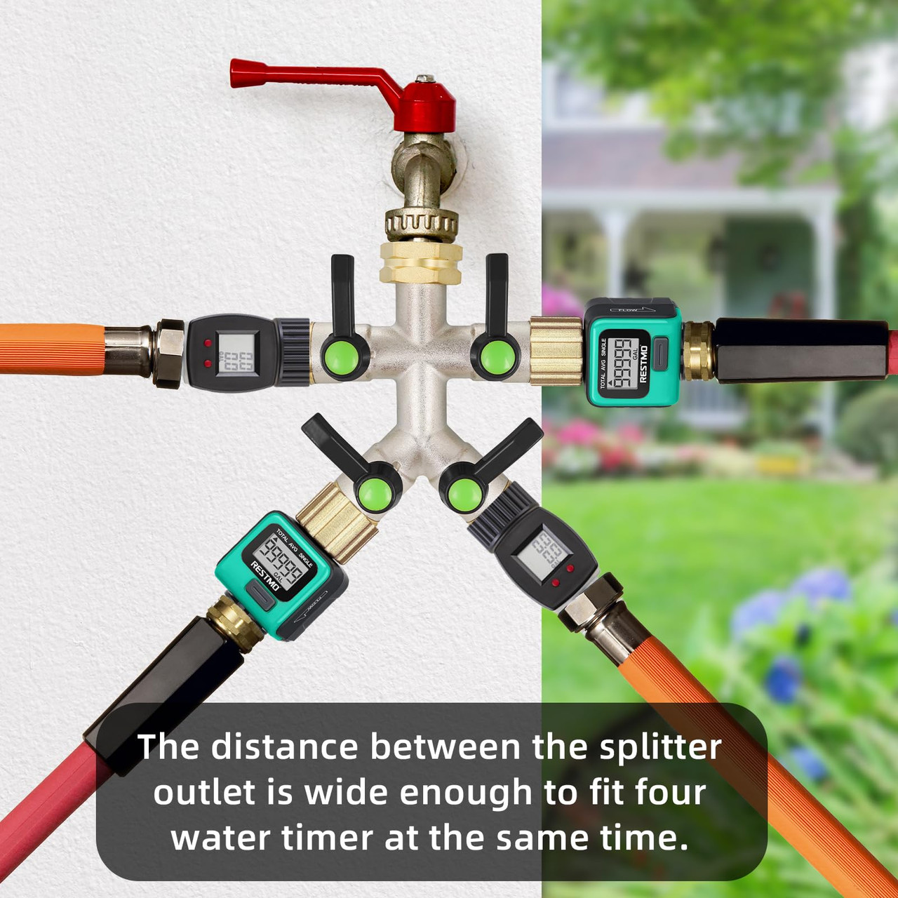 DINGBAI 4 Way Hose Splitter, Brass High Flow Garden Hose Splitter Heavy ...