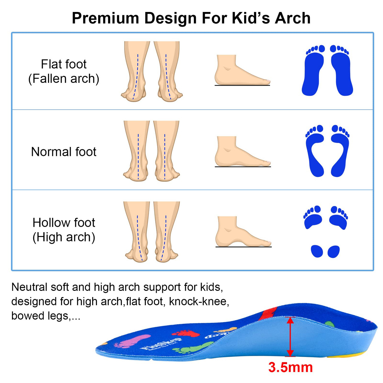 FiotSkep Kids Arch Support Orthotics Over-Pronation Plantar Fasciitis ...