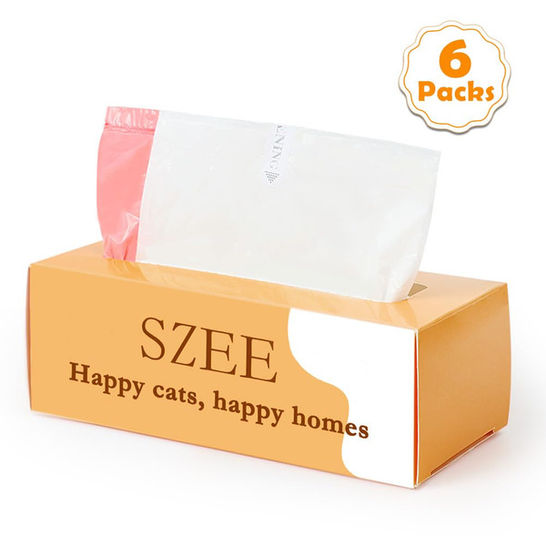 SZEE 120 Pack Automatic Litter Box Waste Bags, Drawstring Litter Box Liners