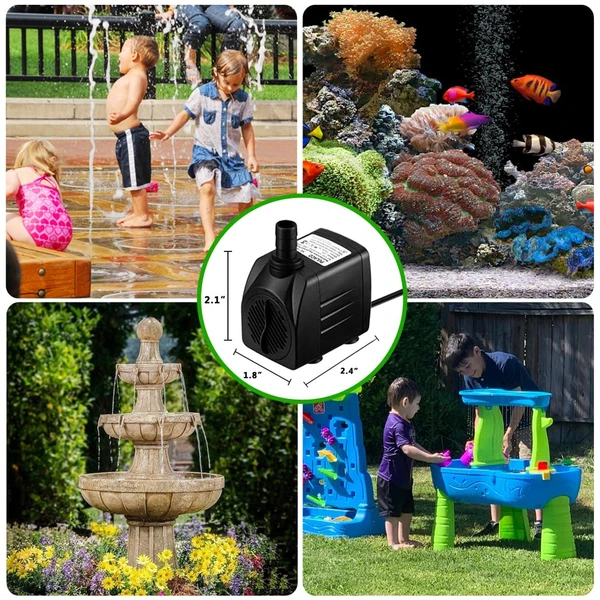 PULACO 160GPH Small Fountain Pump, Ultra Quiet Submersible Water Pump ...