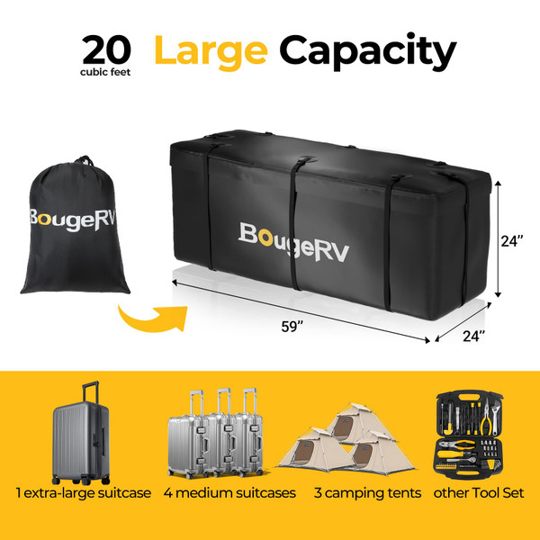 BougeRV Hitch Cargo Carrier Bag with Lock Waterproof Soft Shell 20 ...
