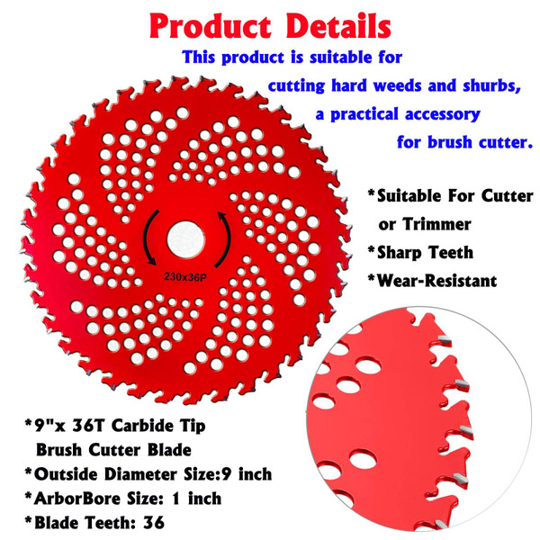 Fifatopo 9" x 36 Teeth Carbide Tipped Blades with Universal Adapter Kit ...