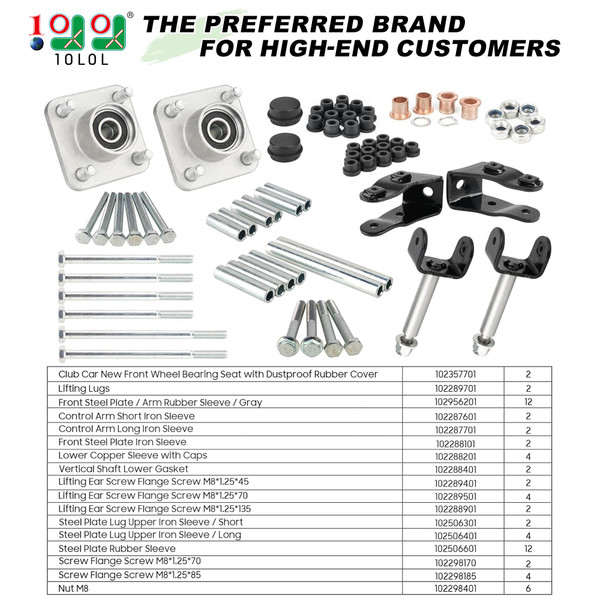 10L0L Deluxe Golf Cart Front End Repair Kit for Club Car Precedent 2004 ...