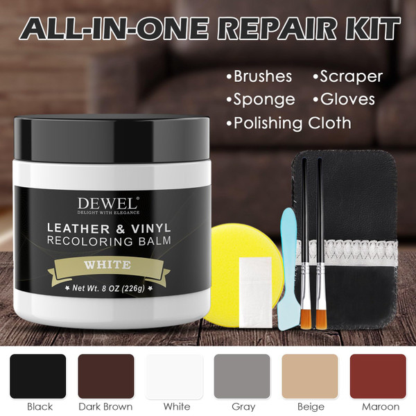 DEWEL Leather Recoloring Balm, White Leather Color Restorer for ...