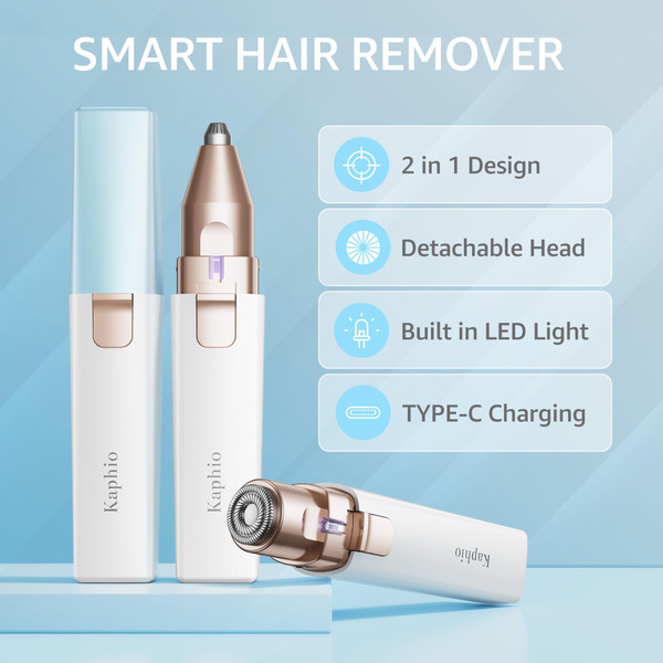 KAPHIO Facial Hair Removal for Women: 2 in 1 Electric Hair Removal ...