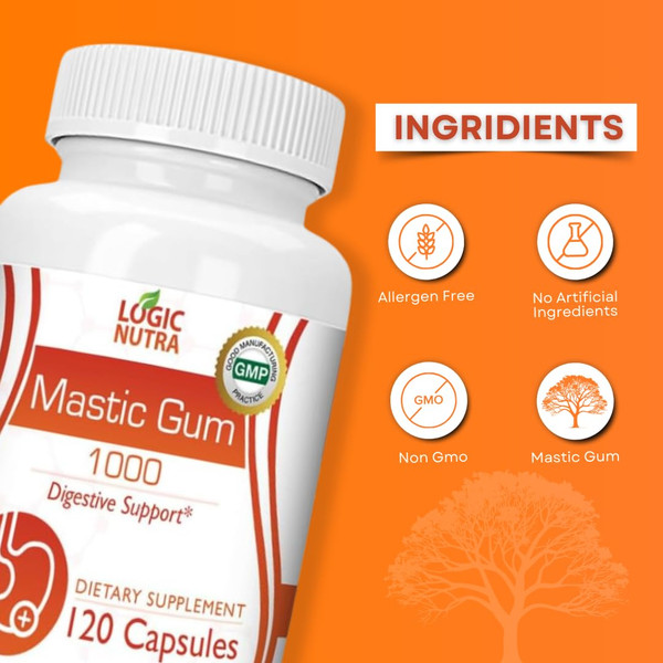 Logic Nutra Mastic Gum Capsules - Natural Gastrointestinal Support ...