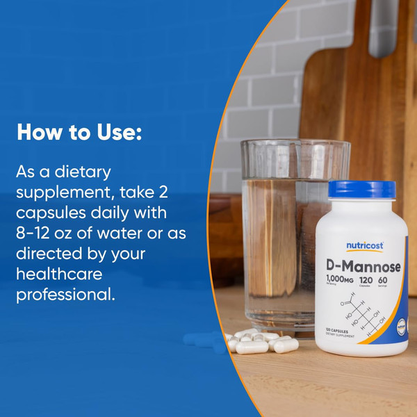 Nutricost D-Mannose 1000mg Per Serving, 120 Capsules - 500mg Per ...