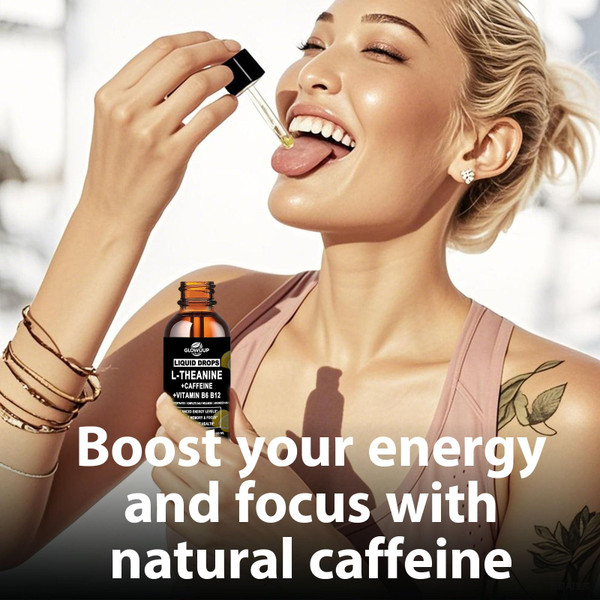 L Theanine Caffeine Liquid Drops for Women & Men, Energy Caffeine w. L ...