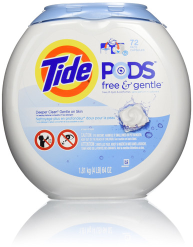 Tide Free and Gentle Laundry Detergent Pods, 72 Count, Unscented and ...