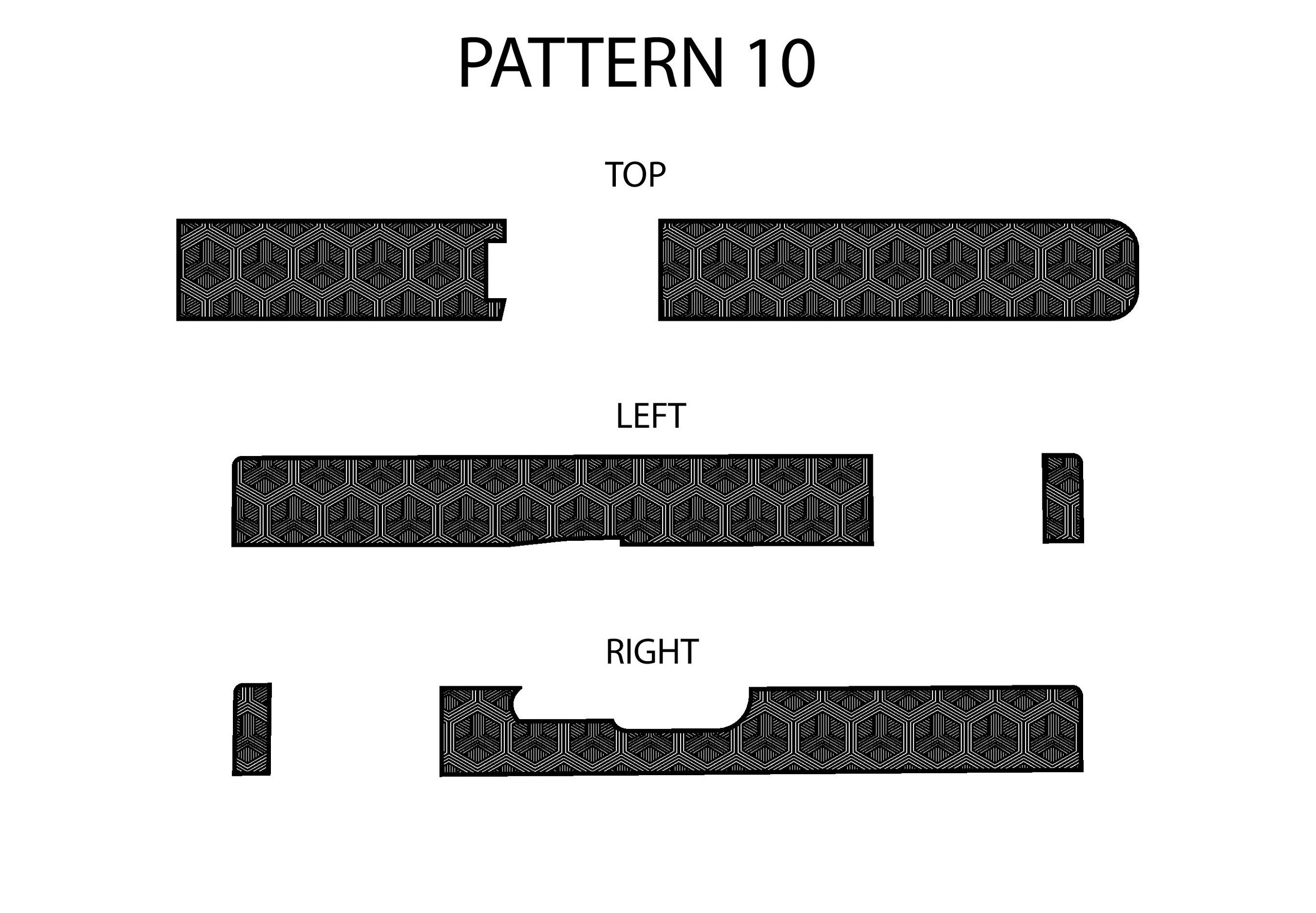 Laser Engraving Stippling Template for Glock 19 Frame Pattern 10 Left Right