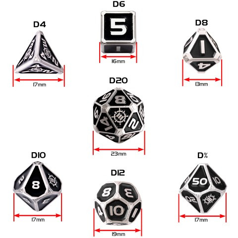 Enhance - Tabletop RPGs 7pc Metal RPG Dice (Collector's Edition Black ...