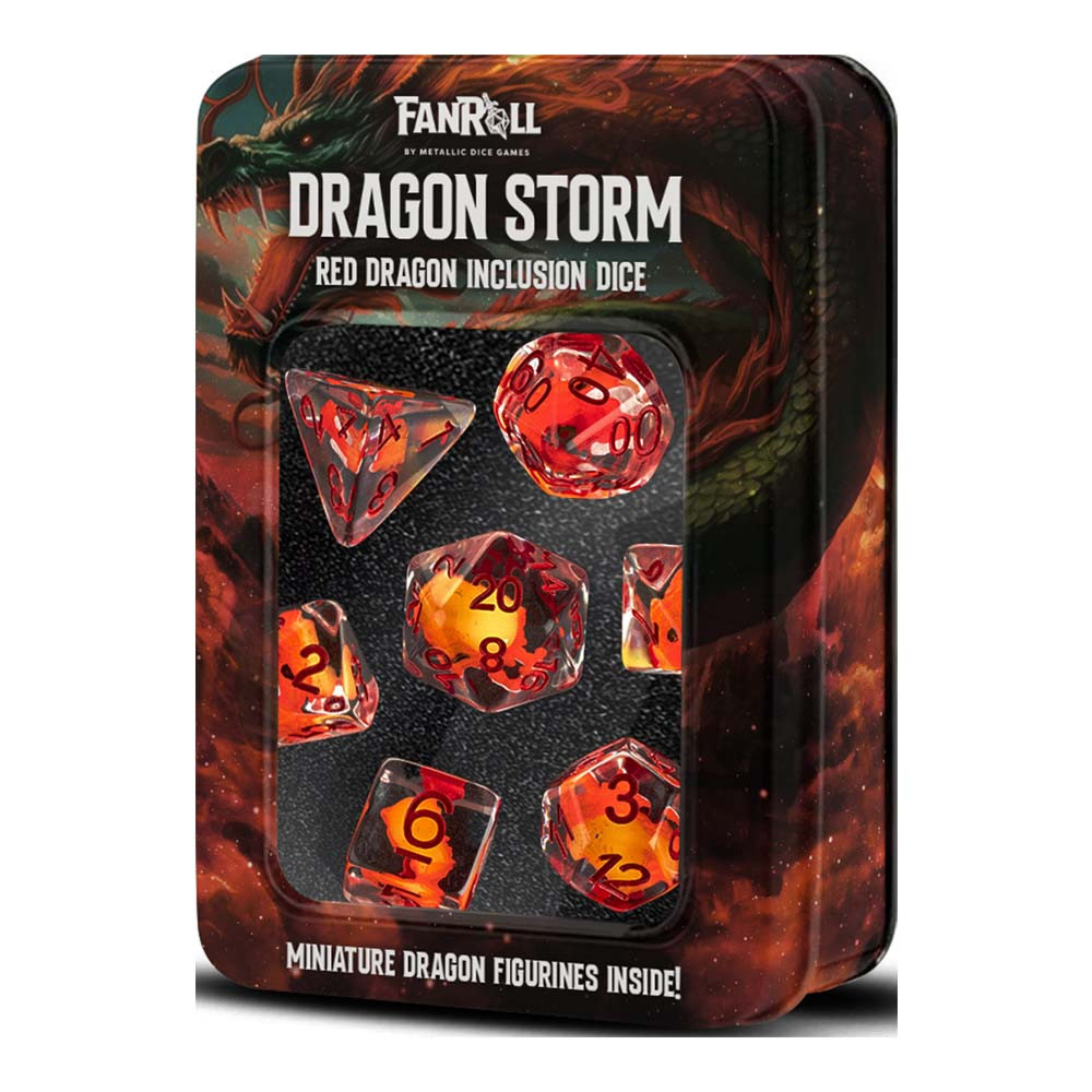 Fanroll Dragon Storm 7-Dice Set Polyhedral - Red Dragon Inclusion Dice ...