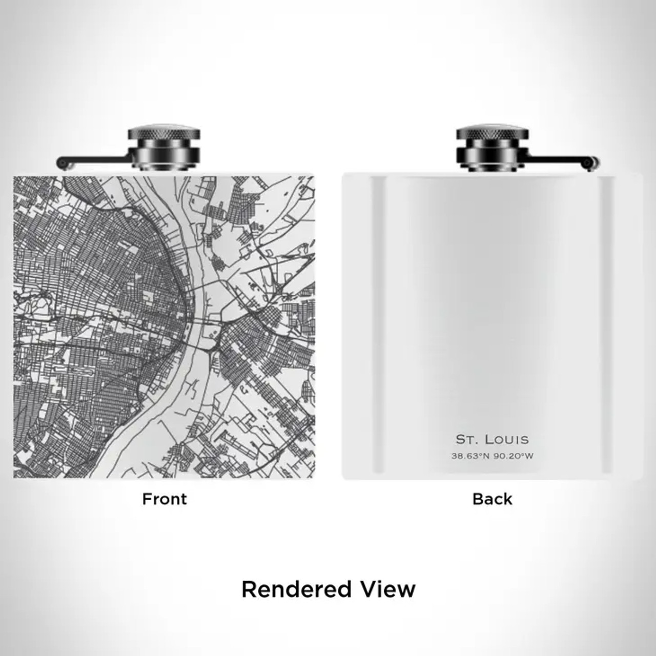 St Louis Map Hip Flask In Matte White Shsmo