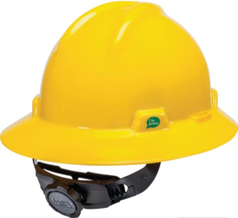 MSA V-Gard Green Safety Helmet - Full Brim Hat & Cap Style - PrimeHub