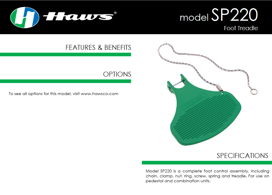 HAWS SP220 Eyewash Foot Control Assembly - PrimeHub