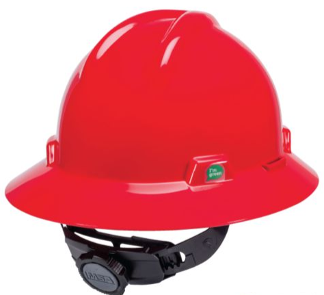 MSA V-Gard Green Safety Helmet - Full Brim Hat & Cap Style - PrimeHub