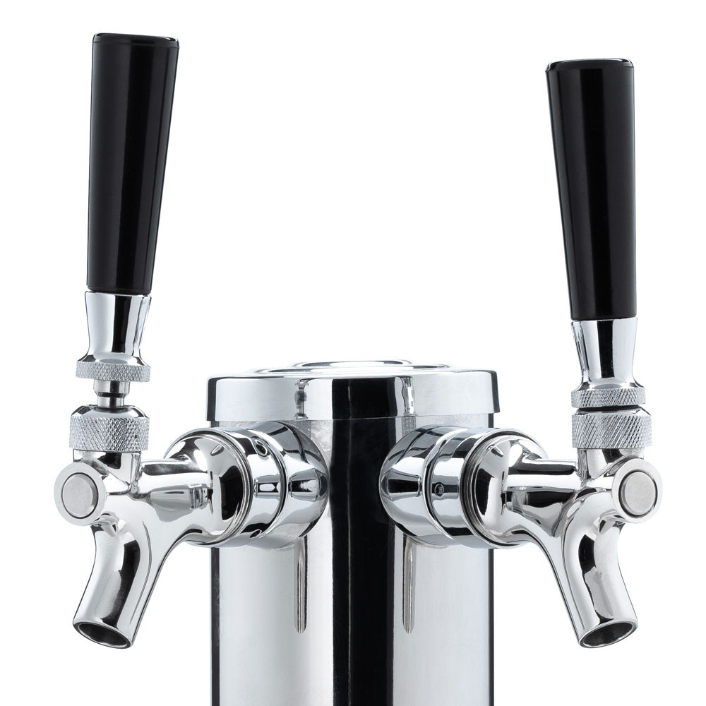 Two Tap Stainless Steel Draft Beer Tower with a 3 in. Base