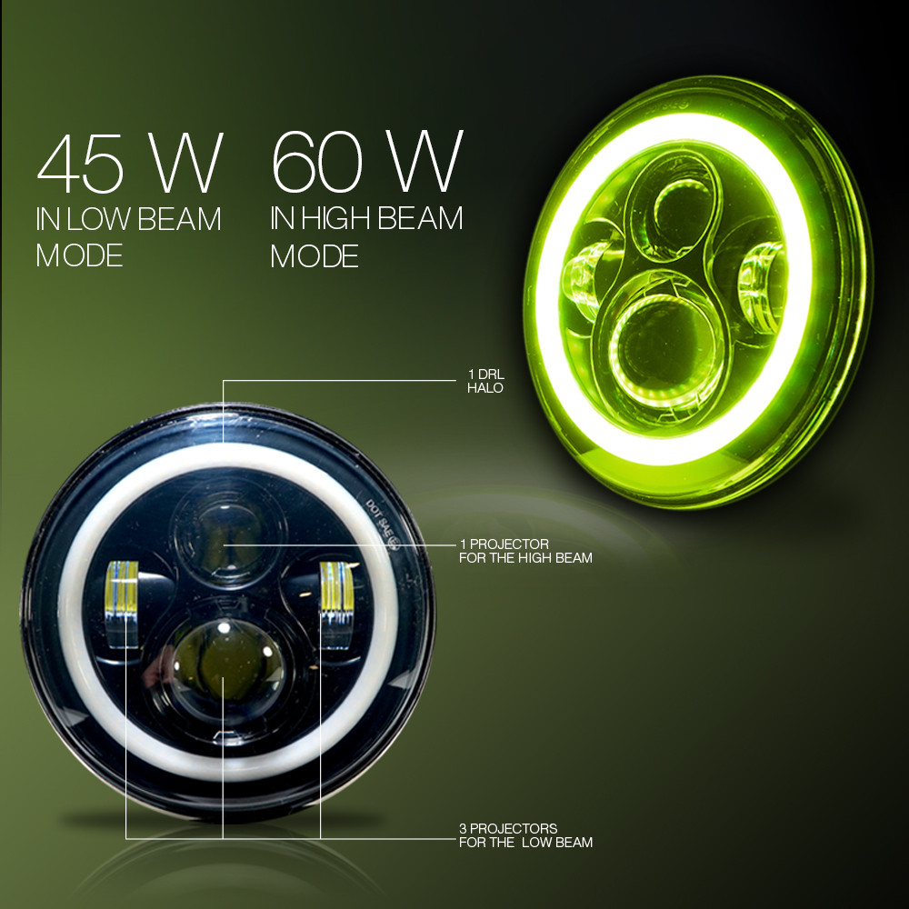 HALO RGB Color Projector LED Headlights & Fog Lights Kit for Wrangler ...