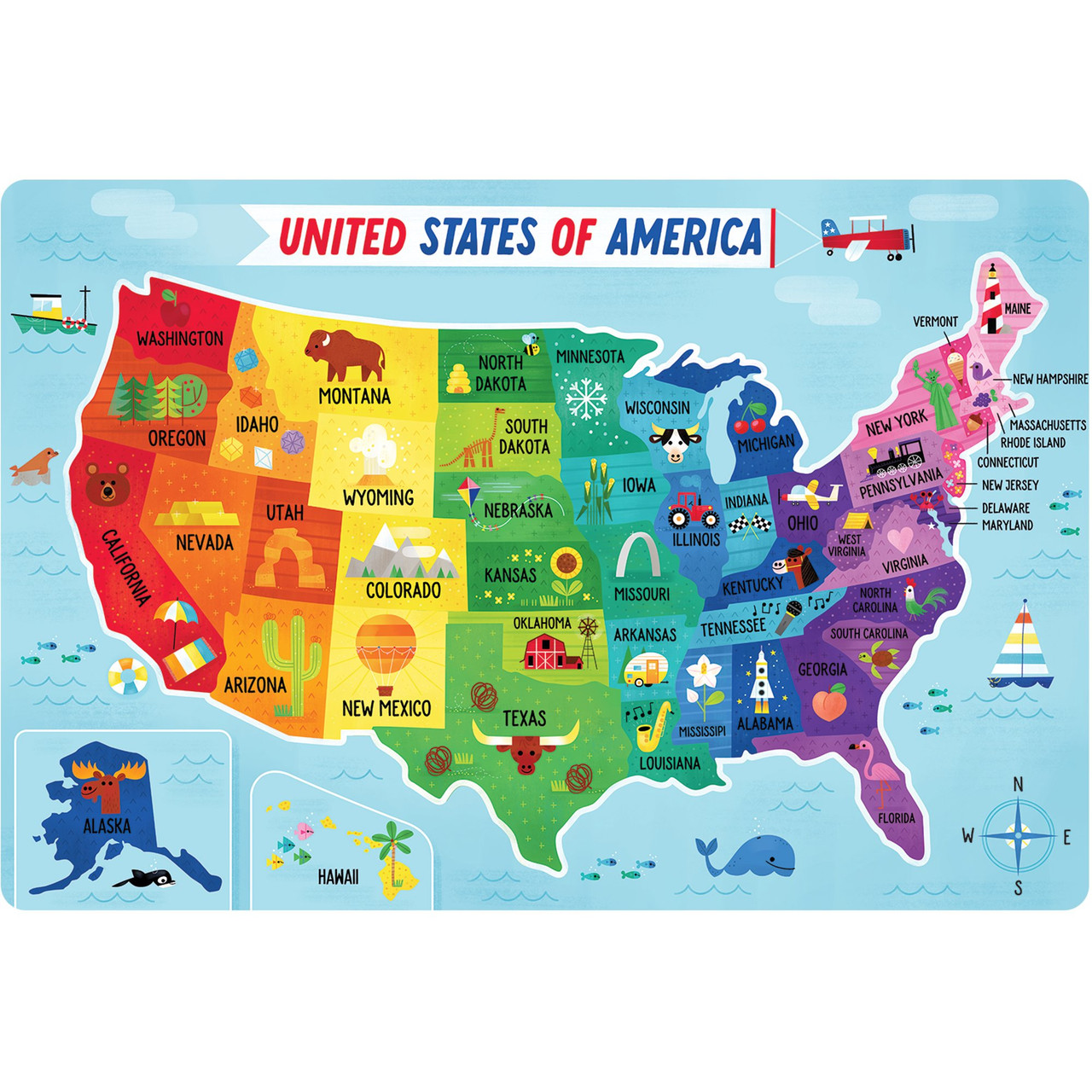 Little Buffalo Map of the USA Jigsaw Puzzle - Kids Puzzles: Ages 4+