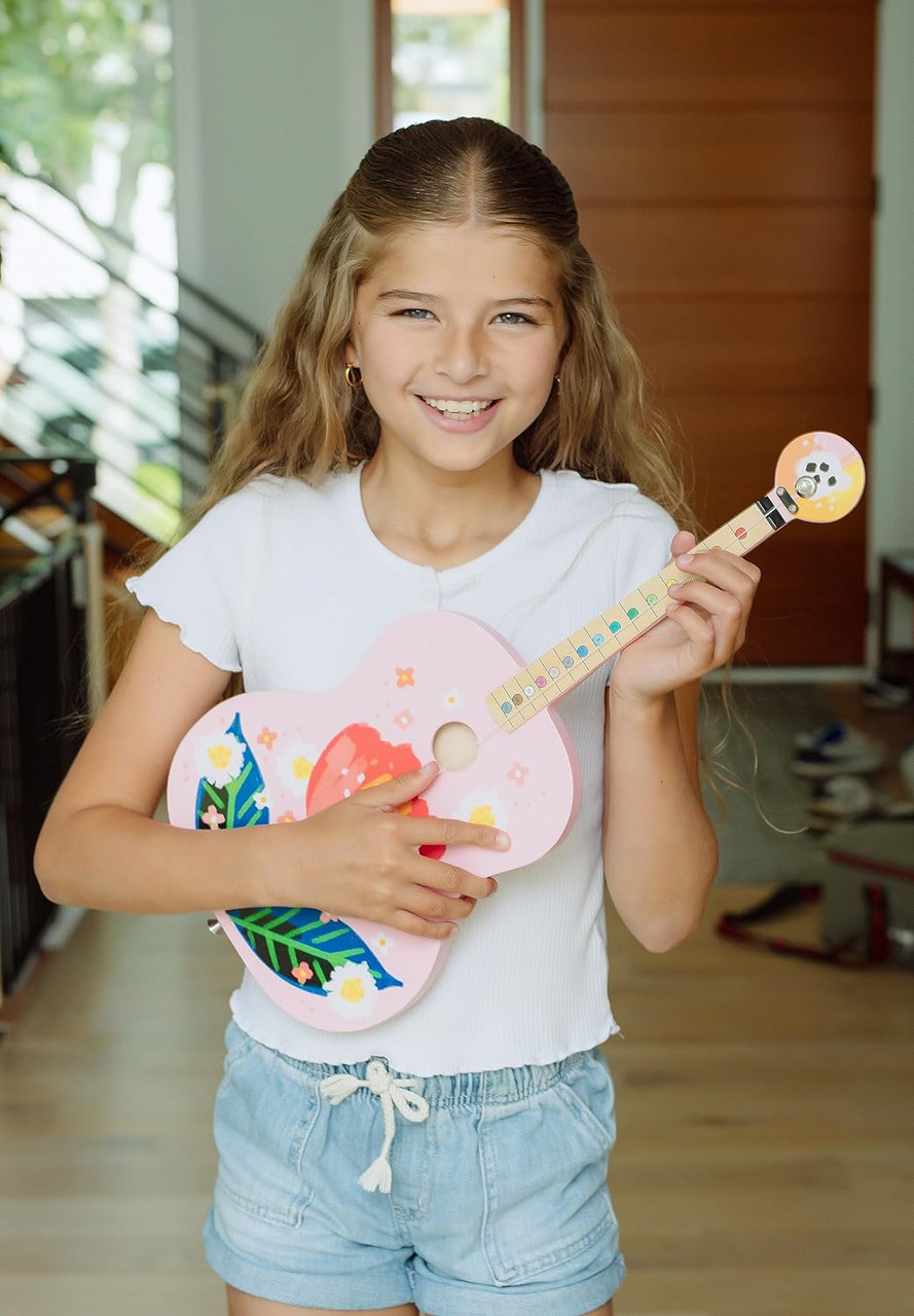 Tinkertar - Pink Floral Acoustic Guitar - 1 Stringed Guitar for Kids ...