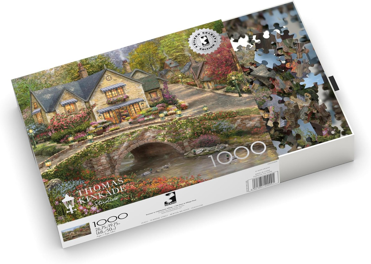 Ceaco Puzzle: Summer in Cobblestone Village 1000 Piece Puzzle (Silver ...