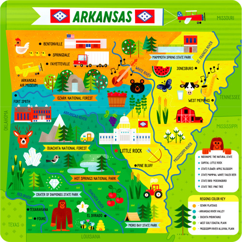 Little Buffalo State Puzzle 49-Piece Arkansas Jigsaw Puzzle - Kids ...