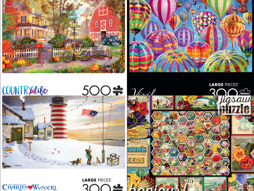 Buffalo Games SPRING 25 Puzzle Bundle – 4-Pack (2 x 300-Piece & 2 x 500 ...