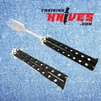 Black 440 Butterfly Balisong Fork SKU: KA1247BK-FK | Unsharpened ...