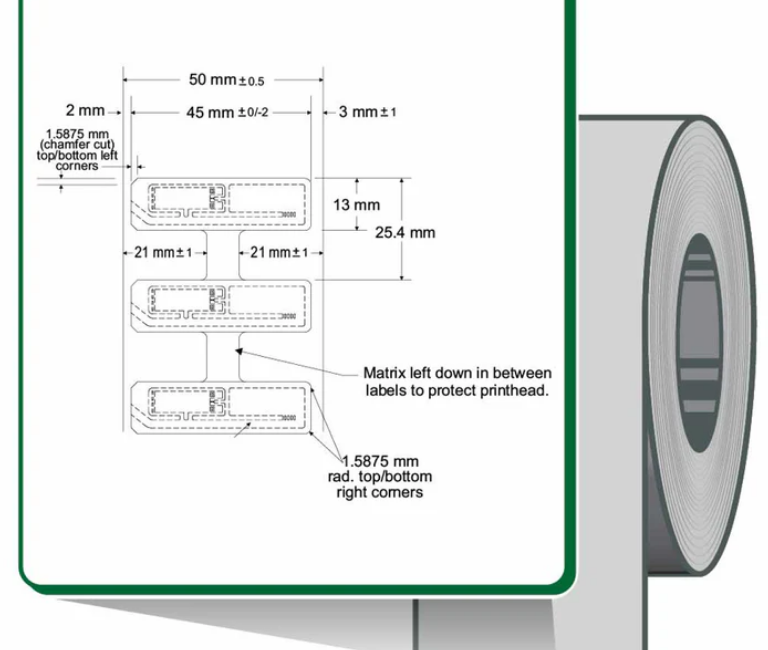 ZEBRA LABEL POLY-TT PERM 45X13 600/R 76MM RFID (10026764)
