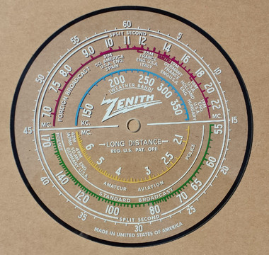 Zenith 12A57,12A58 Dial (Item: DG-340) - Radio Daze LLC