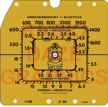 Delco Model R-1127 Dial Scale (Item: DS-A624) - Radio Daze LLC